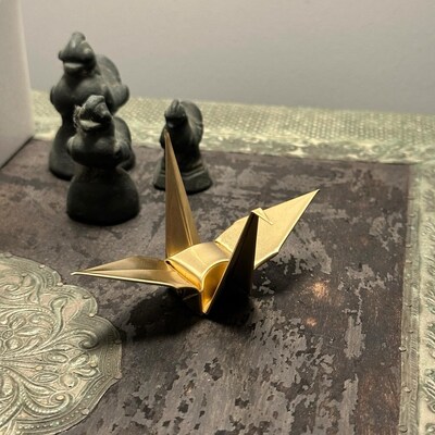 Brass Origami Crane Japan Handmade Metal Craft Christmas Birthday ...