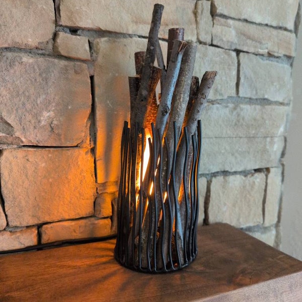 Bespoke Campfire Lamp: Rustic Wood Cabin Lighting - Etsy
