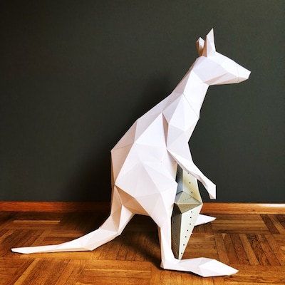 Printable DIY Template PDF. Kangaroo Low Poly Paper Model Template. 3D ...