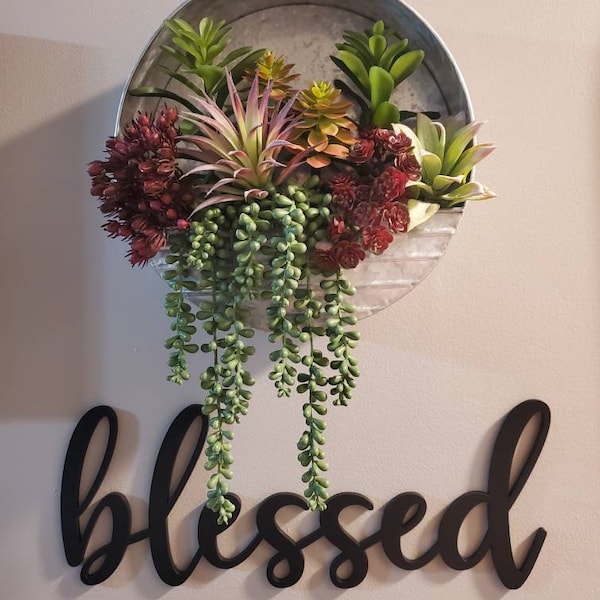 Wood Blessed Sign for Wall Decor | Large Blessed Word Sign ...
