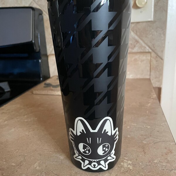 Punk Kitty Vinyl Sticker, Cute Black Cat With Spiked Collar ...