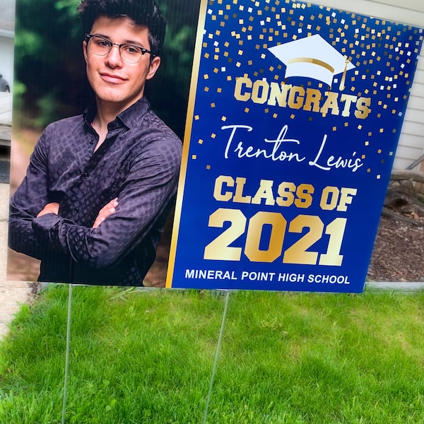 Custom Graduation Yard Sign With Photo | Double-sided | Personalized ...