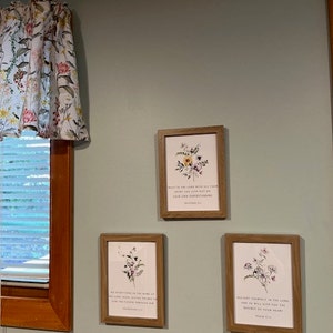 Christian Floral Set of 3, Bible Verse Wall Poster Set, Yellow ...