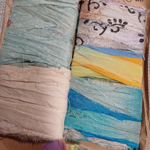 SARI SILK RIBBON. Vintage Look, Distressed Ribbon, 10 or 20 Meter ...