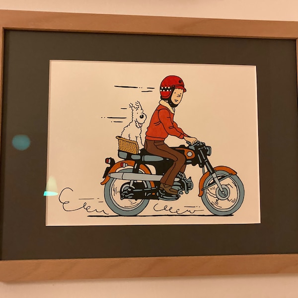 Tintin and Milou (snowy) Motorcycle Painting, Tintin Comic Painting ...