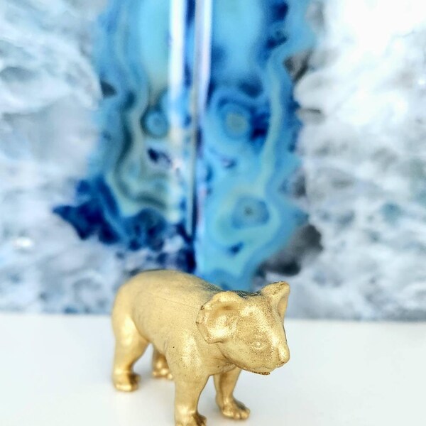 Hare Rabbit Gold 3D Printed Miniature Mini Figure Figurine Gift Desk Cute Meme Animal Collection ...