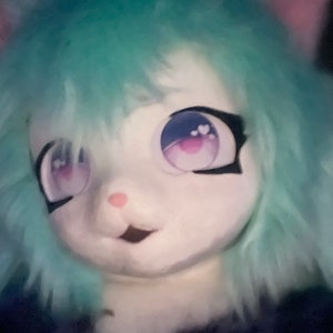 Blue Cat Mask King Cat Mask Furry Cosplay Mask Head With Blue Hair ...