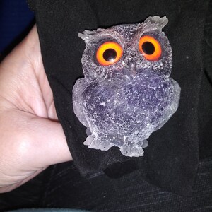 Amethyst Owl, Natural Crystal Gemstone Resin Owl Figure, Resin Owl ...