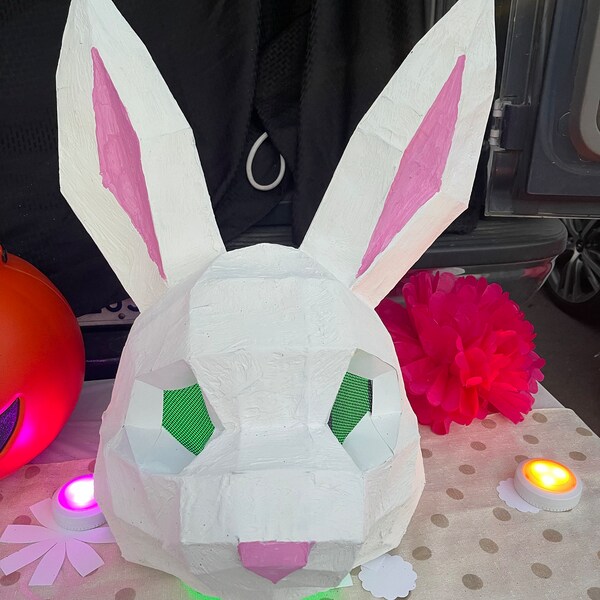 Rabbit Mask, Papercraft, DIY, Low Poly, Mask, PDF Papercraft, Rabbit ...