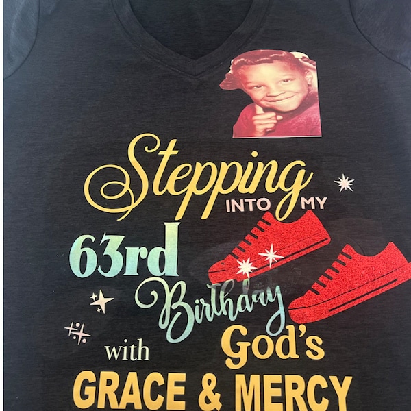 Stepping Into My 65th Birthday With Gods Grace and Mercy Svg, 65 ...