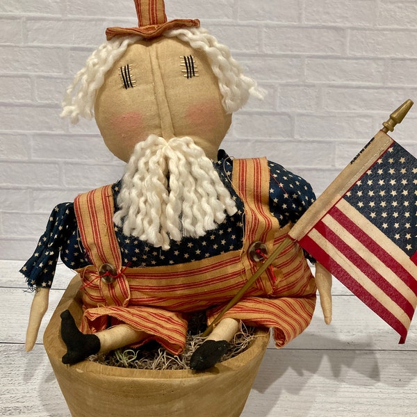 Uncle Sam EPATTERN- Primitive Country Americana Cloth Doll Craft ...