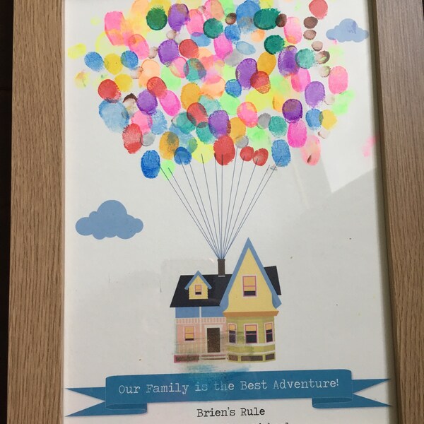 UP Inspired Custom Fingerprint Art Balloon House Print on Recycled Card ...