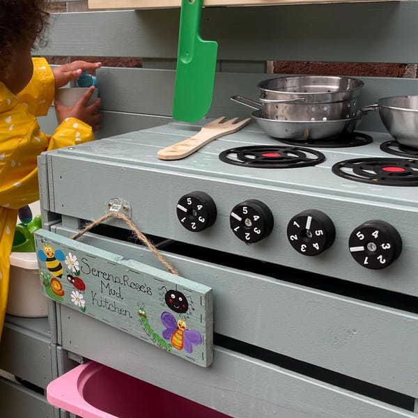 Mud Kitchen Wooden Sign, Play Kitchen, Role Play Sign, Utensil Sign ...