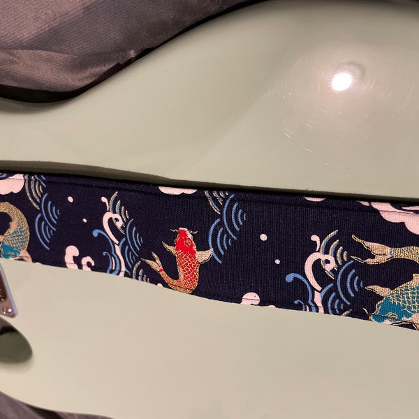 Personalized Koi Fish Guitar Strap With Leather Ends for Acoustic ...