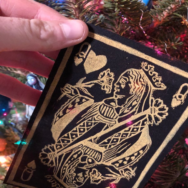 Victorian Valentine | Linocut Print Valentine | Handmade Vintage Style ...