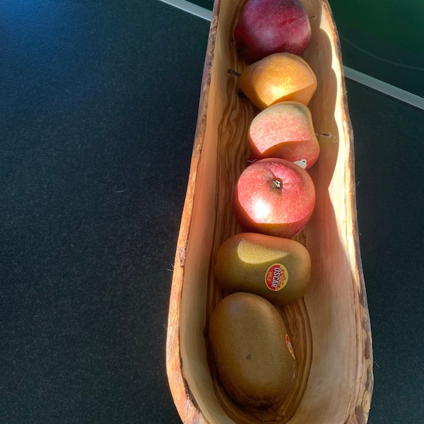 Wooden Bowls Olive Wood, Live Edge Long Bowls, Long Wood Bowl, Wooden ...