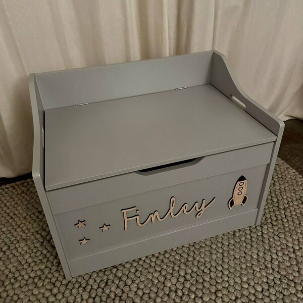 Personalised Toy Box - Soft Grey - Etsy UK