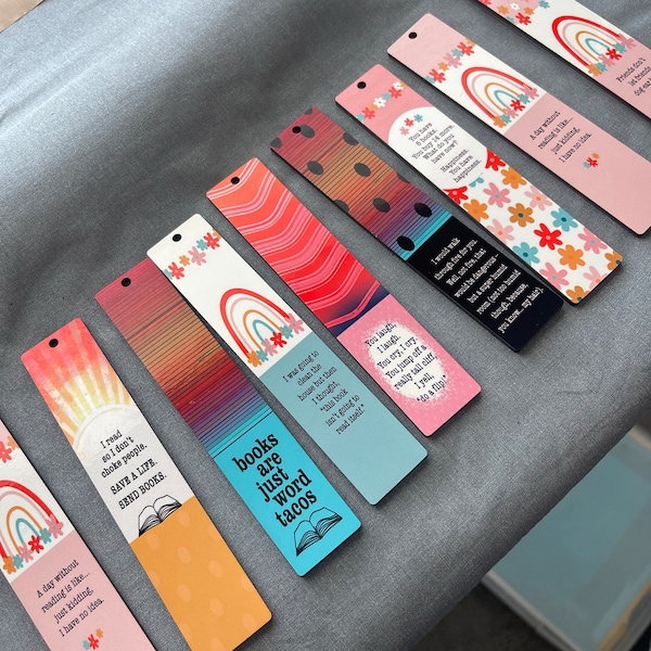 5 BOOK LOVER Bookmark Designs • Friends • Rainbow • Book Club Fun ...