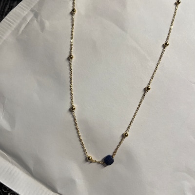 Collier fin pendentif pierre onyx noire / Collier femme minimaliste ...