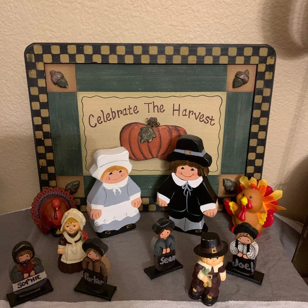 Wooden Fall Decor - Thanksgiving Pilgrim Set - Etsy