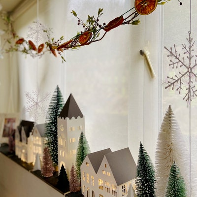 Christmas Village Houses Paper House Decoration Architecture Gift Paper ...