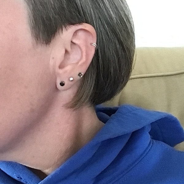 Double Helix Hoop, Sterling Silver Helix Piercing, Conch Hoop, Tiny ...