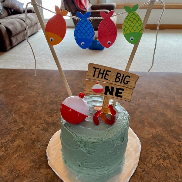 Fishing Cake Toppers, Printable Cake Toppers, the Big One Cake Topper ...