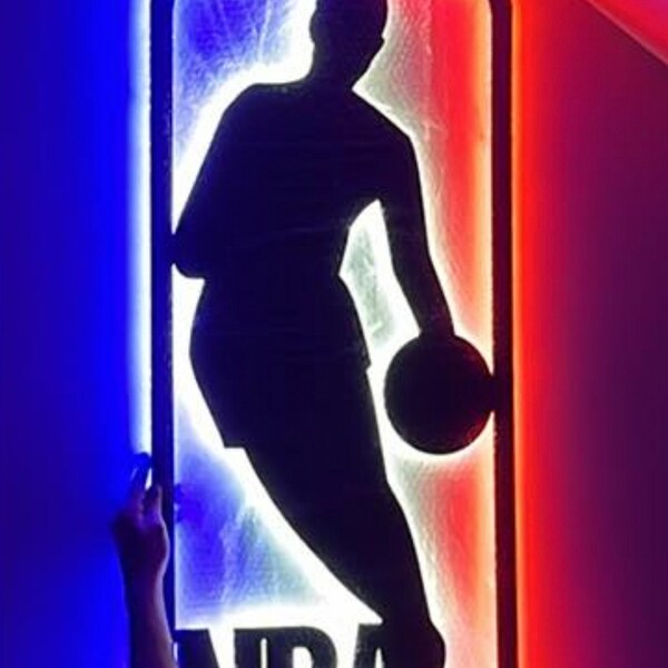 NBA Basketball Led Sign Gift for Boyfriend Game Room Decor, Wood Wall ...