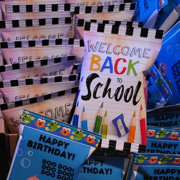 Back to School Printable Chip Bag, Instant Download, School Favors ...