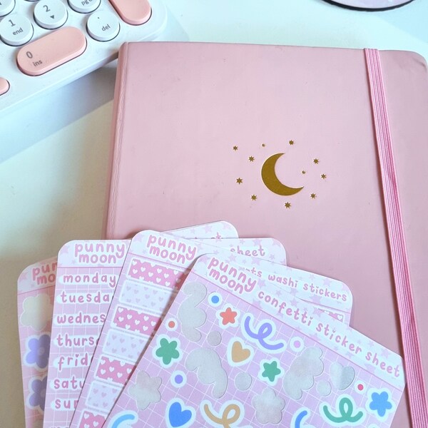 Pink Days of the Week Sticker Sheet| Cute Weekday Planner Stickers ...