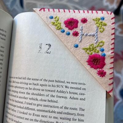 Cute Flower Embroidered Corner Bookmark Shipping From USA Felt Triangle ...