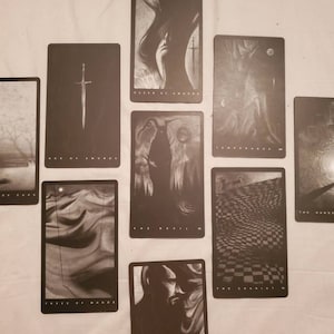 The Black Tarot Black and White Tarot Deck & Guide by Da - Etsy