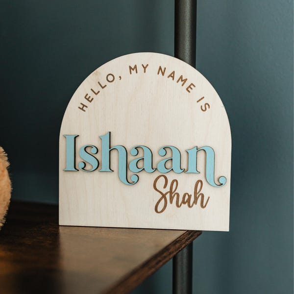 Hello My Name is Sign, Custom Wood Sign, Baby Name Reveal, Baby Name ...