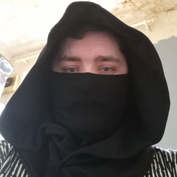 Devil Hood Red Rise Mask Faux Leather Hoodie Hand Ninja Assassin King ...