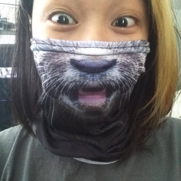 Otter Face Mask, Neck Gaiter, Washable Reusable Face Covering, Funny ...