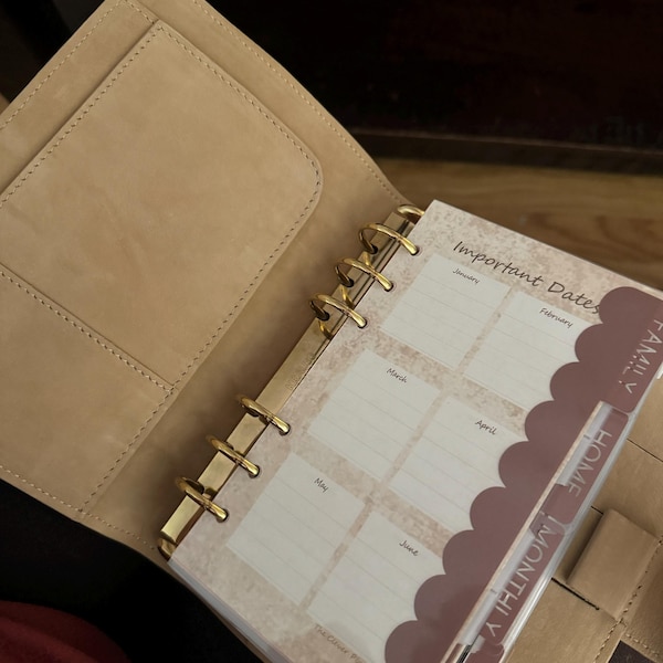 A6 Rings Binder/planner Real Leather Cover, True USA Size A6 Ringbound ...