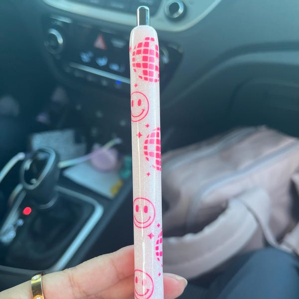 SMILEY FACE Pen | Refillable Gel Pen | Glitter Pen - Etsy