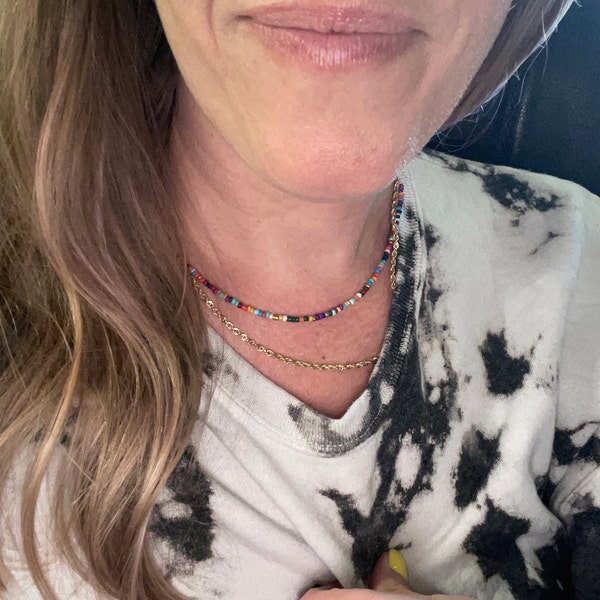 Multicolor Beaded Choker, Vsco, Rainbow, Beach Vibe, Summer, Dainty ...