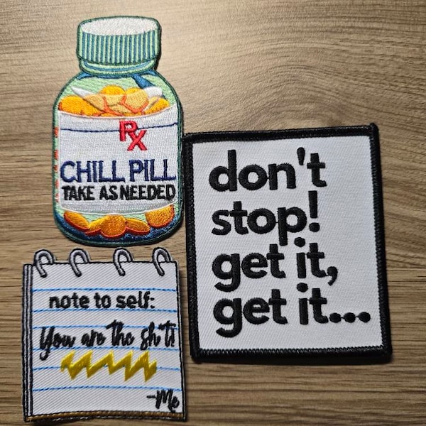 Vintage "chill Pill" 1-pc, Size 3.5", Embroidered Patch, Fun Appliques ...