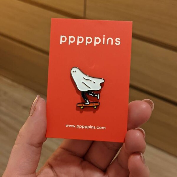Skateboard Ghost (red) Pin - Etsy