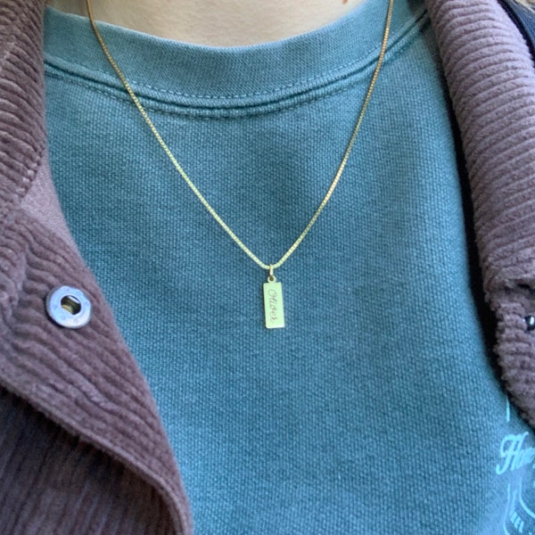 Dainty Name Tag Necklace With Box Chain • Custom Initial Tag Necklace ...