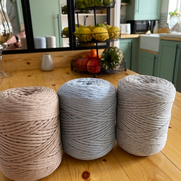 MeriWoolArt fil macramé - fil macramé 4mm 225m - fil macramé super doux ...