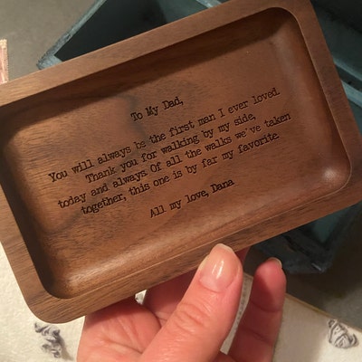 Rectangle Wood Tray Engraved Key or Ring Dish, Bedside or Desk Tray ...