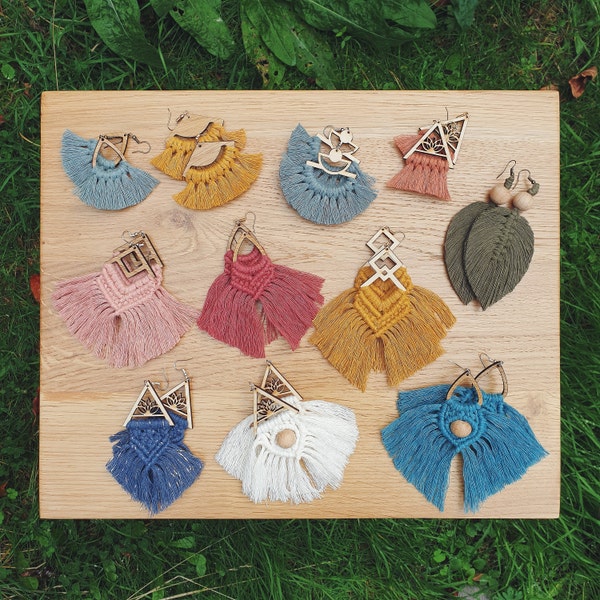 Macrame Blank Earring Oak Wood Blanks, 17 Options, Fully Customisable ...