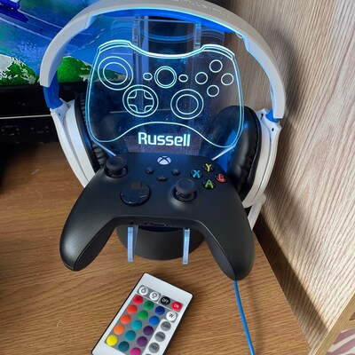 Personalised Neon Green Controller and Headset Gaming Station - Etsy UK