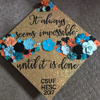 Custom Glitter Graduation Cap Decoration It Always Seems Impossible ...