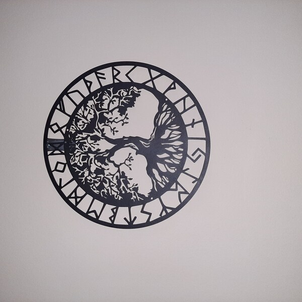 Viking Runes Tree of Life Metal Wall Art: Nordic Vegvisir Decor - Etsy