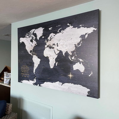 Push Pin Travel Map, Large World Map Canvas, World Map With Legend ...