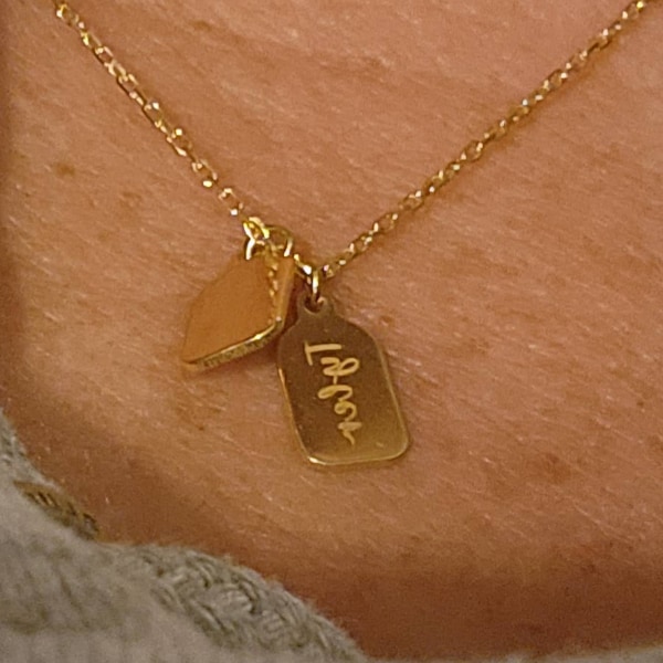 14k Solid Gold Personalized Bar Tag Necklace • Vertical Bars Initials ...