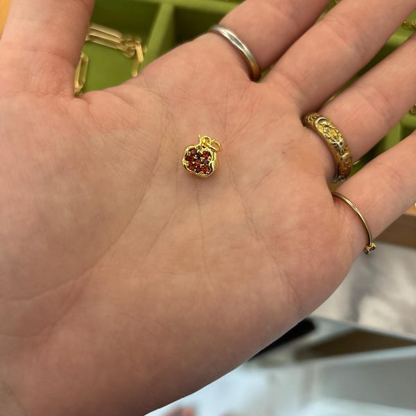 Pomegranate Charm 16K Gold Filled Fruit Charms Red Mini Micro Pave ...